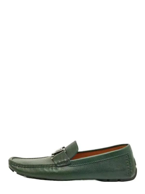 LOUIS VUITTON Leather Monogram Loafers - Green