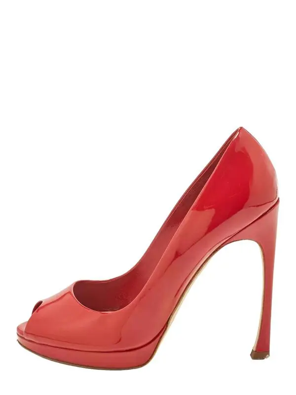 Dior Miss Peep-toe Leather Pumps - Red