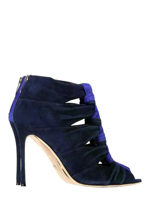 SERGIO ROSSI Cut-out Suede Ankle Boots - Blue