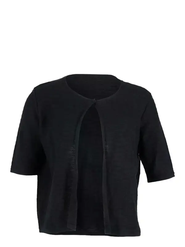 Emporio Armani Cropped Short-sleeve Cotton Cardigan - Black