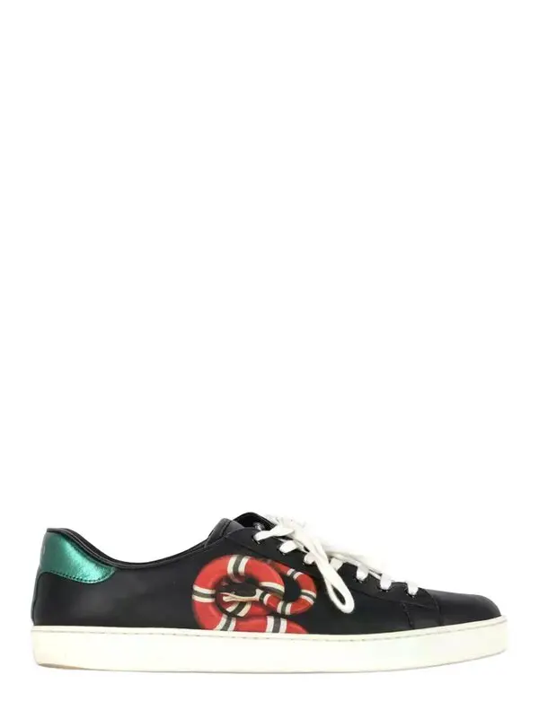 Gucci Kingsnake Ace Graphic-print Leather Sneakers - Black