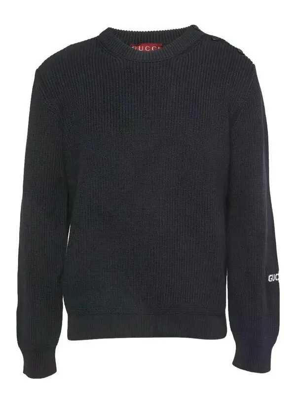 Gucci Logo-appliqué Ribbed-knit Sweater - Blue