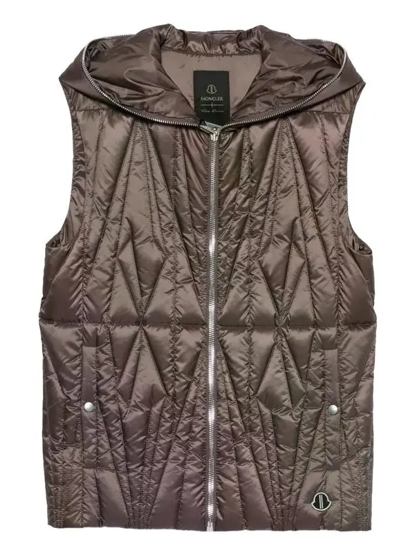 MONCLER + RICK OWENS Hooded Ziplock Vest - Brown