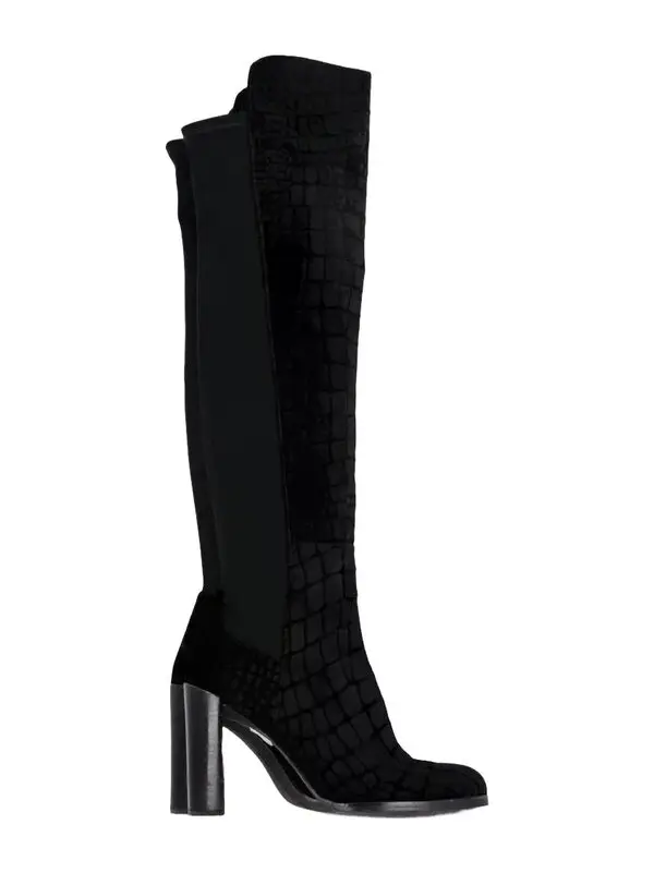 STUART WEITZMAN Crocodile-effect Knee-high Boots - Black