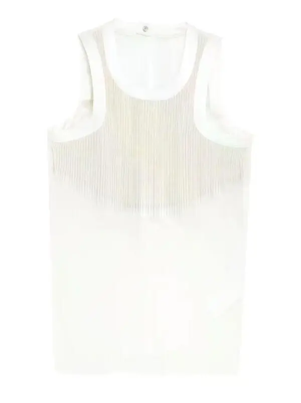 Sacai Ribbed See-through Top - Neutrals