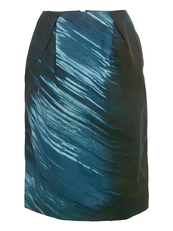 Marni Artistic-print Pencil Skirt - Blue