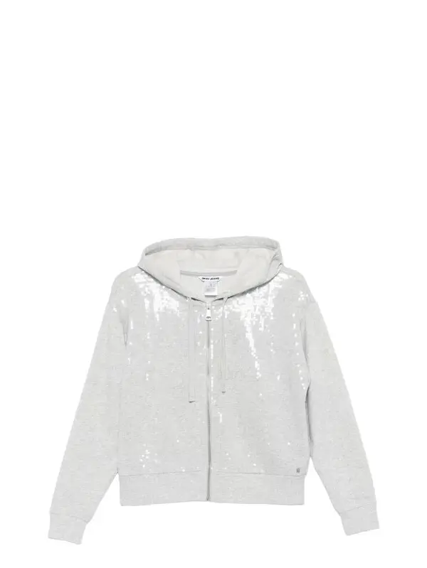 Dkny Sequin Zip-front Hoodie - Grey