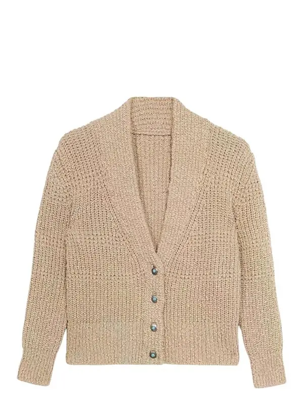 FORTELA Open Knit Cardigan With Stone Embellishments - Neutrals