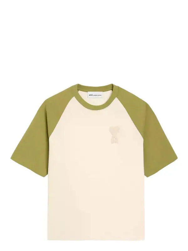 AMI Paris Two-tone Crochet Patch T-shirt - Neutrals