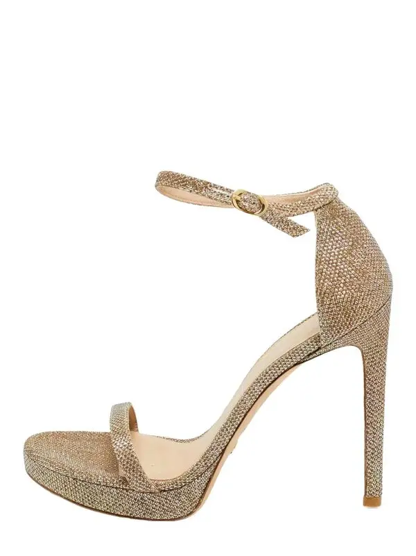 STUART WEITZMAN Nudist Metallic Stiletto Sandals - Gold
