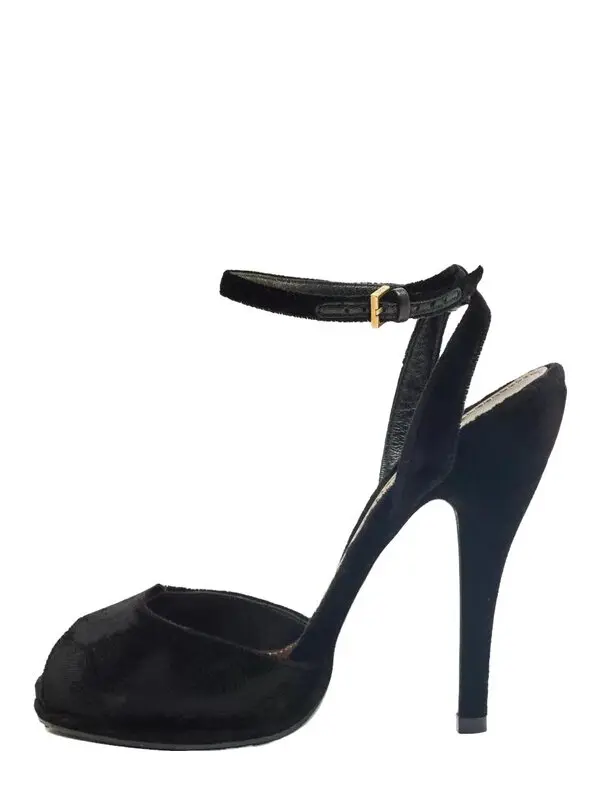 Gucci Ankle-strap Peep-toe Stiletto Sandals - Black