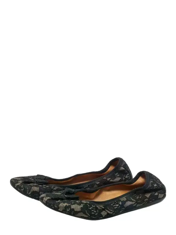 FERRAGAMO Lace Bow Ballet Flats - Black