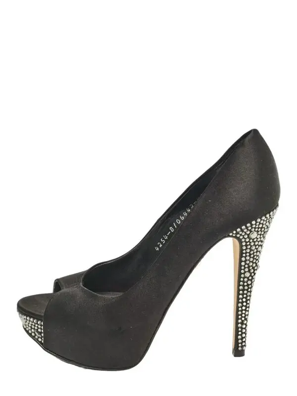GINA Satin Embellished Platform Pumps - Black