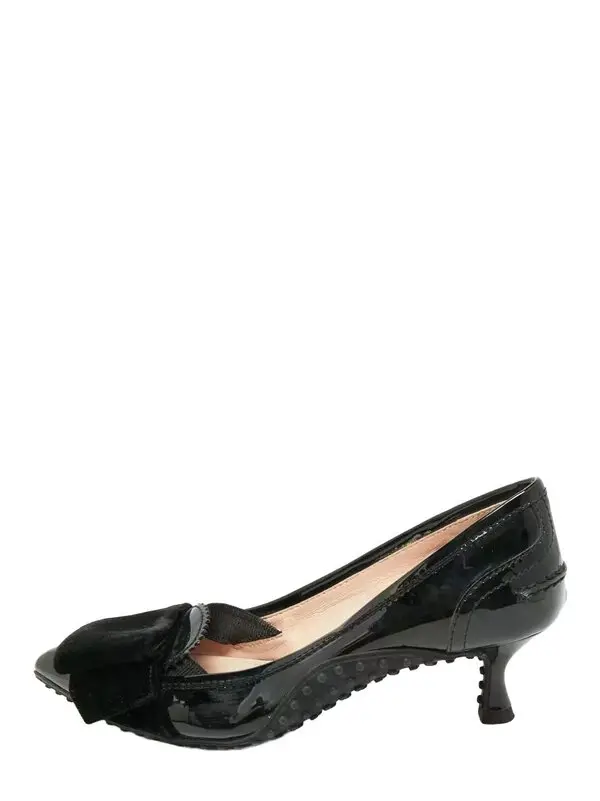 TOD'S Velvet-bow Leather Pumps - Black
