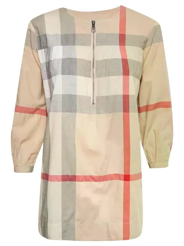 Burberry Check-pattern Zipped Dress - Neutrals
