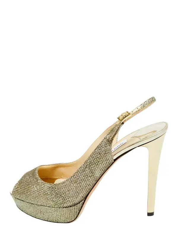 JIMMY CHOO Peep-toe Slingback Stiletto Pumps - Gold