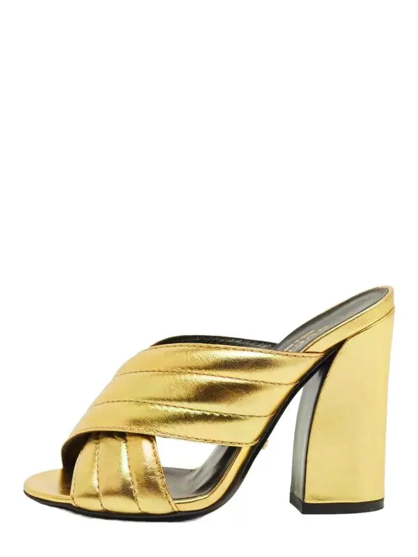 Gucci Webby Quilted Crossover-strap Sandals - Gold