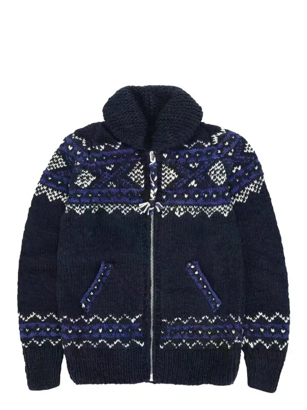 FORTELA Chamula Pattern Zip-fastening Cardigan - Blue