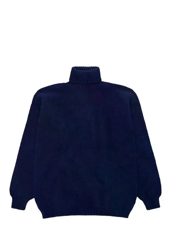 FORTELA Ribbed Virgin Wool Turtleneck Sweater - Blue