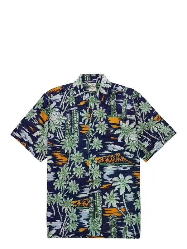 FORTELA Tikisunset Coconut-button Tropical-print Shirt - Blue
