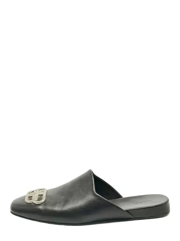 Balenciaga Bb Emblem Leather Mules - Black