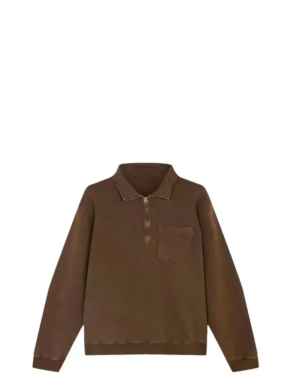 FORTELA Yale Zip Collared Sweatshirt - Brown