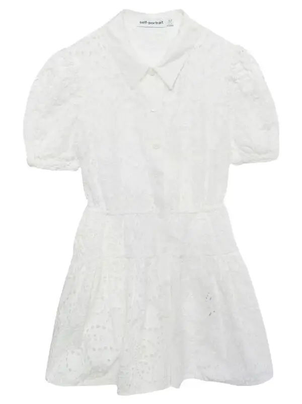 SELF-PORTRAIT Broderie Anglaise Cotton Mini Dress - White