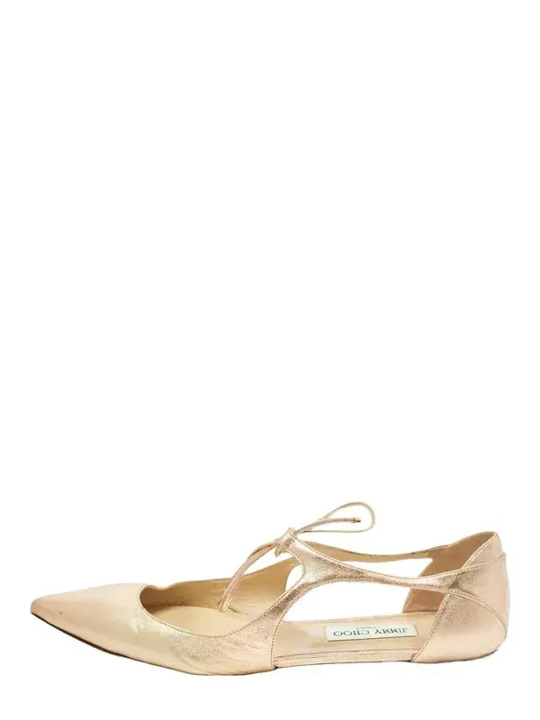 JIMMY CHOO Vanessa Metallic Ballet Flats - Gold