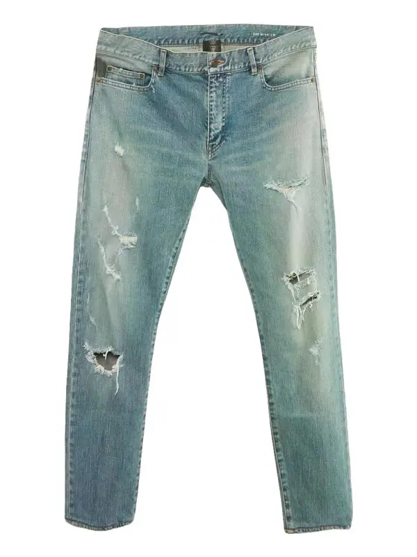 Saint Laurent Low-waisted Distressed Jeans - Blue