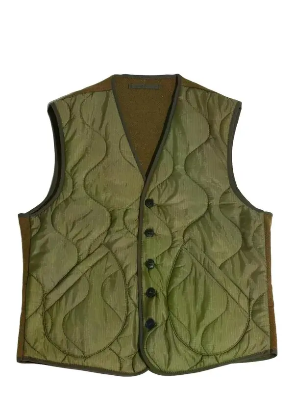 FORTELA Quilted Button Vest - Green