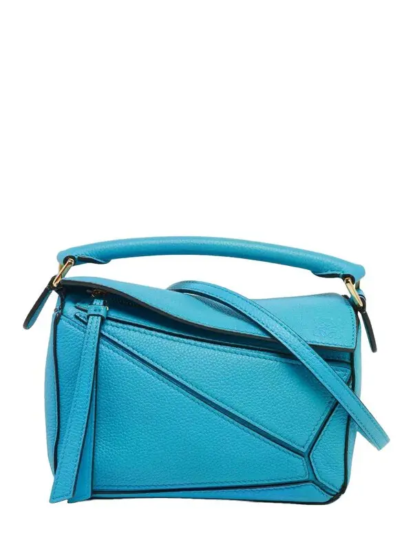 Loewe Geometric Panel Leather Shoulder Bag - Blue