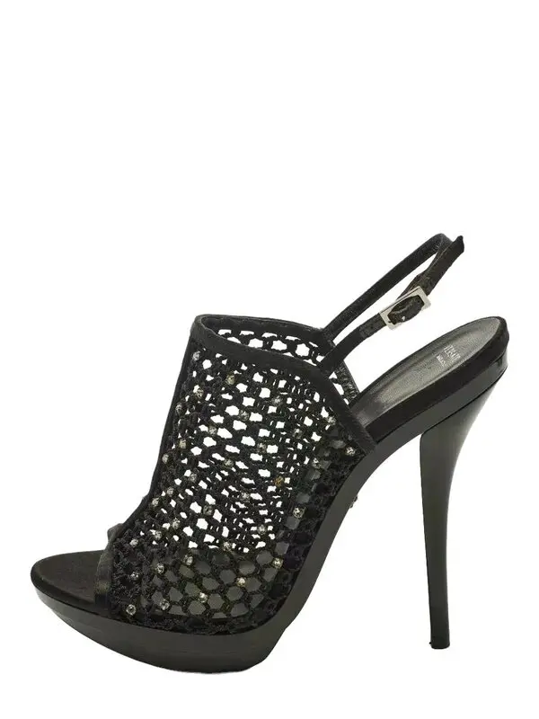 Versace Embellished Stiletto Sandals - Black