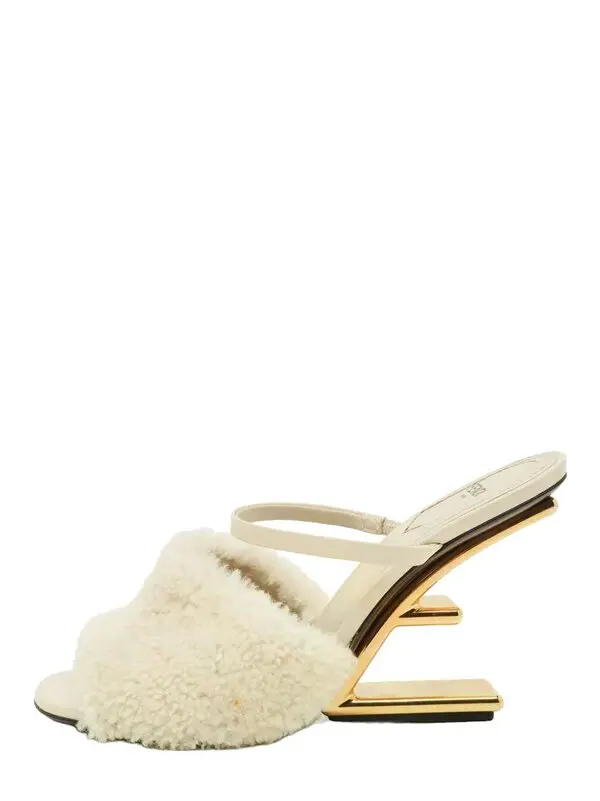 Fendi First Shearling Sandals - Neutrals
