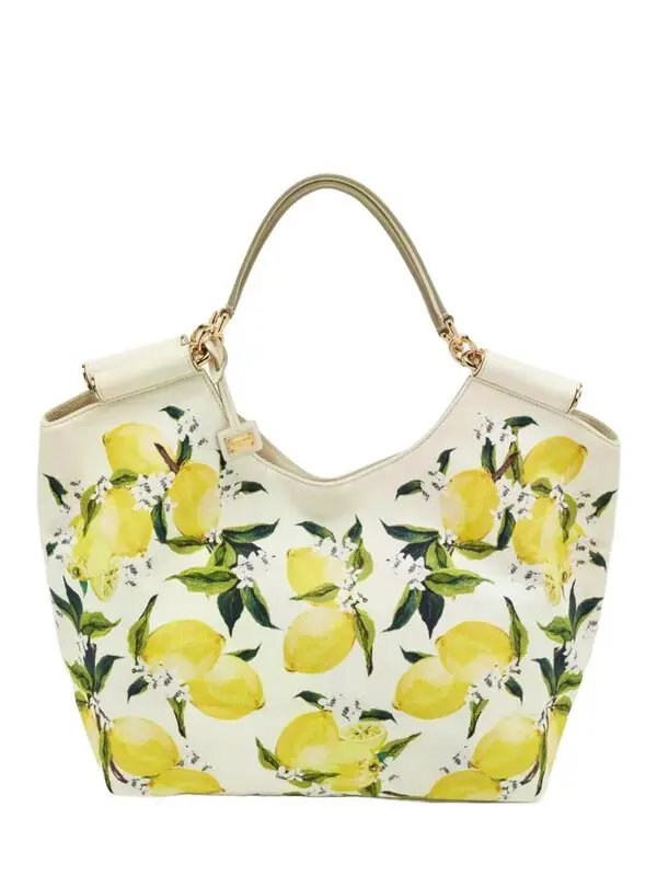 Dolce & Gabbana Lemon-print Leather Tote Bag - Neutrals
