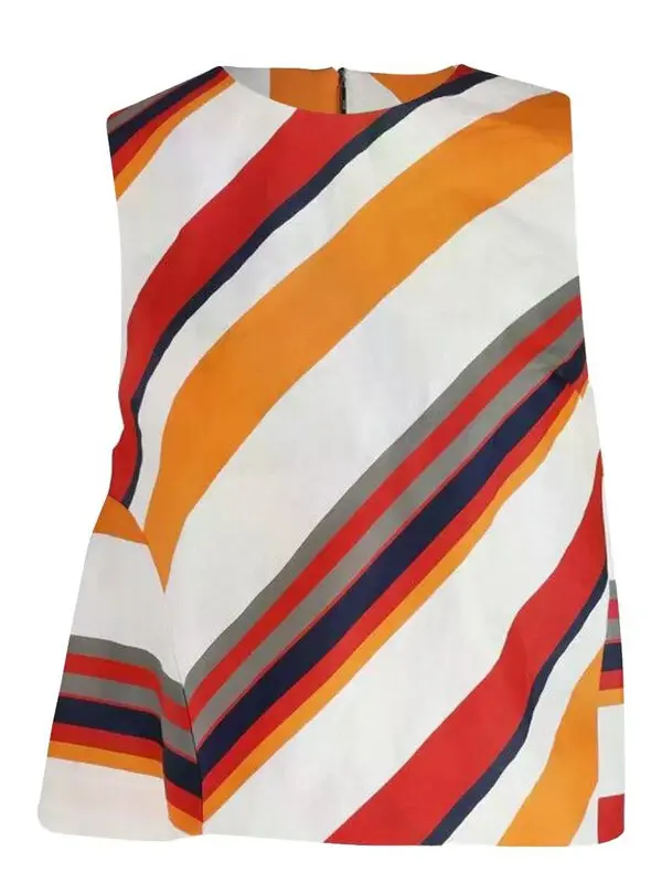 MSGM Striped Sleeveless Top - White