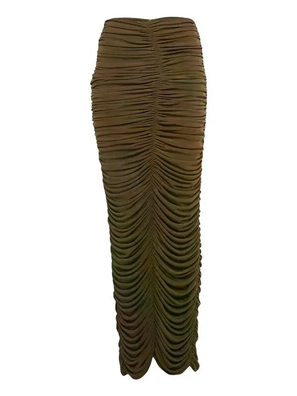 CHATS BY C.DAM Ruched Maxi Skirt - Brown