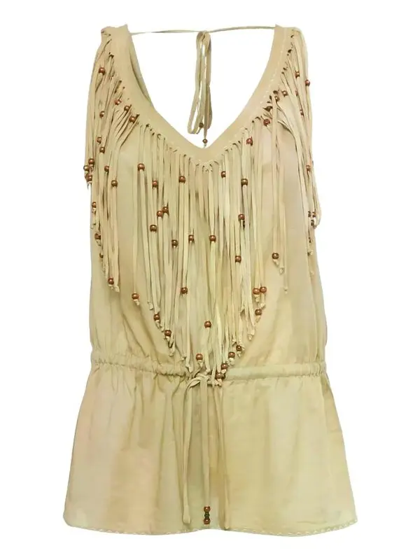 Dolce & Gabbana Suede Fringe Blouse - Neutrals