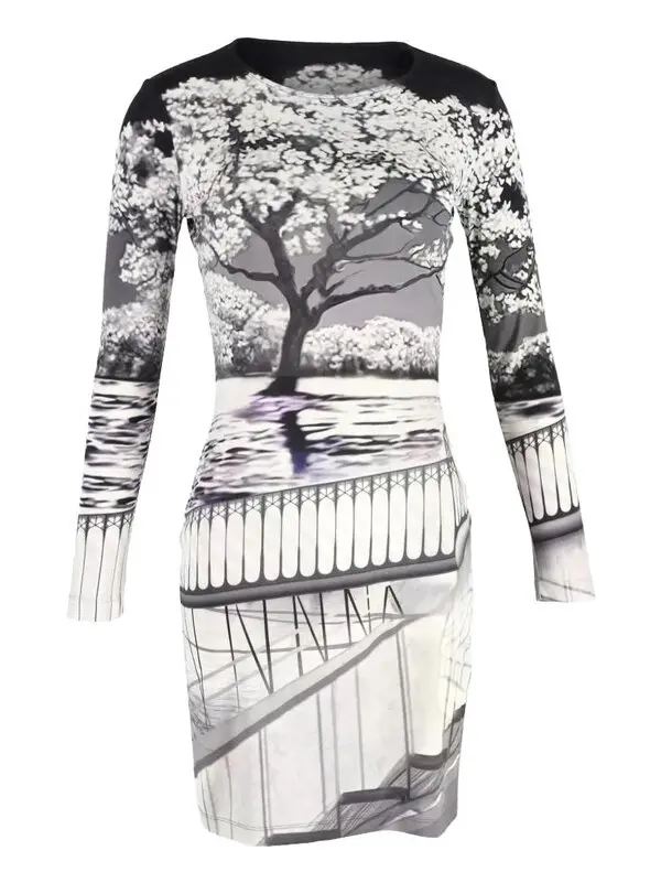 MARY KATRANTZOU Printed Bodycon Dress - White