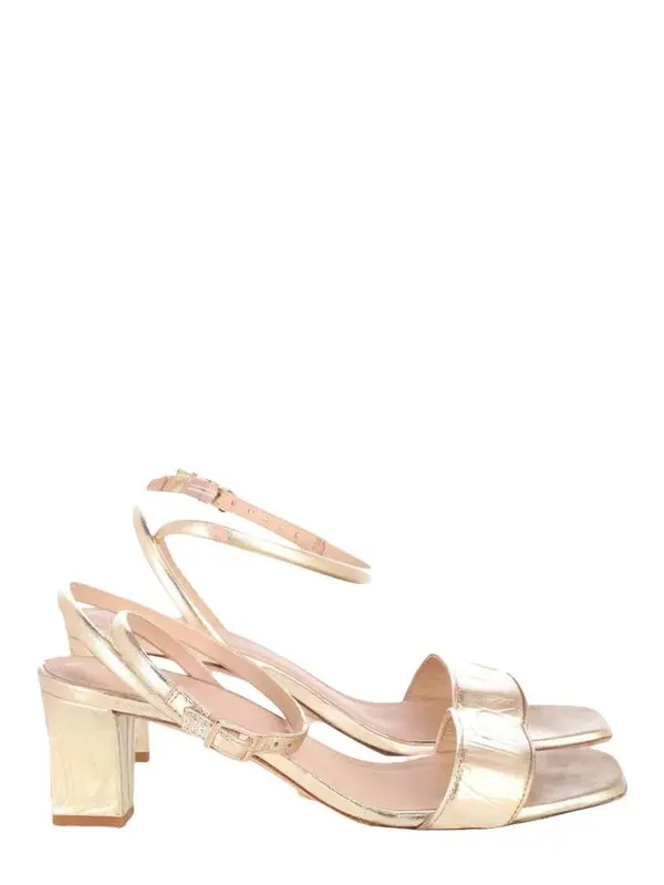 Sandro Block-heel Leather Sandals - Gold