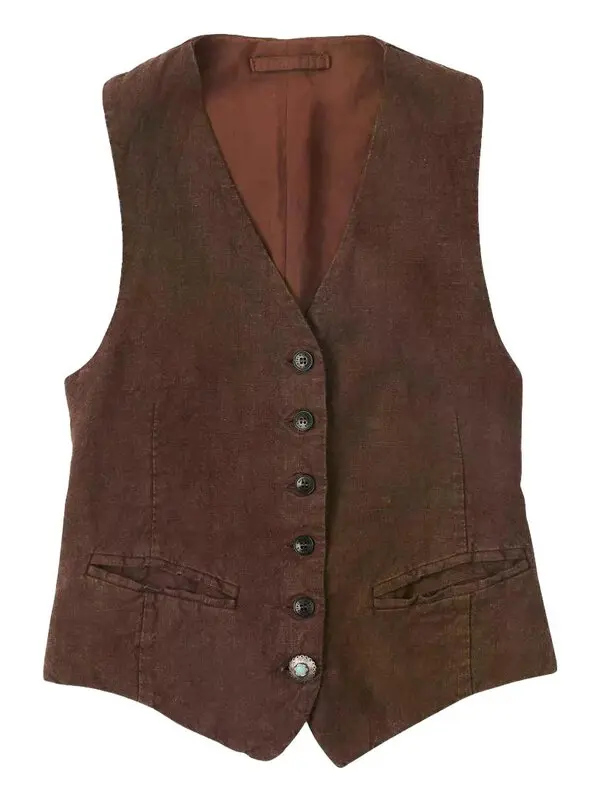 FORTELA Debby Button Single-breasted Vest - Brown