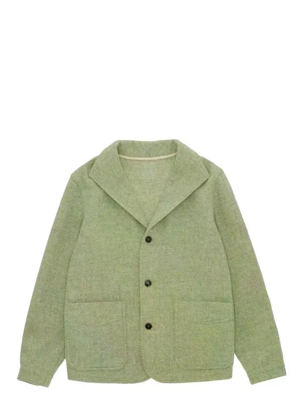 FORTELA Herringbone Patch-pocket Jacket - Green