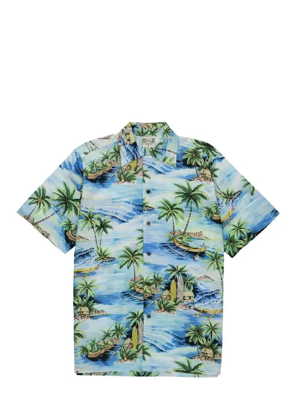 FORTELA Outrigger Printed Short-sleeve Shirt - Blue