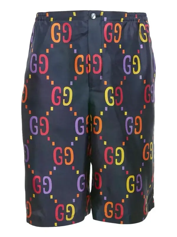 Gucci Silk Gg-print Shorts - Blue
