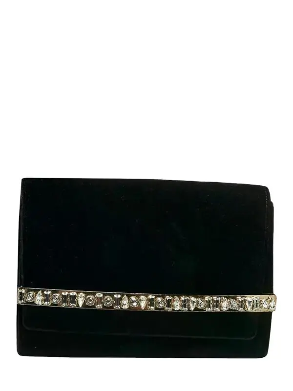 JIMMY CHOO Crystal-embellished Velvet Clutch - Black