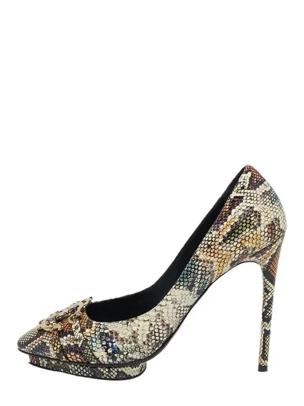 Roberto Cavalli Python-embossed Platform Pumps - Neutrals