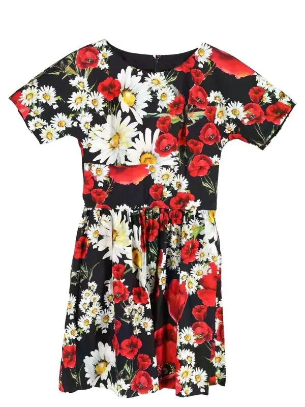 Dolce & Gabbana Floral-print Fitted Mini Dress - Black