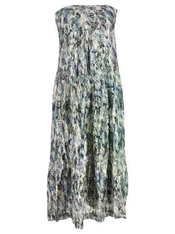 Ba&sh Printed Strapless Midi Dress - Blue