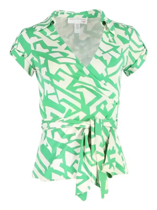 Diane Von Furstenberg Printed Wrap Blouse - Green