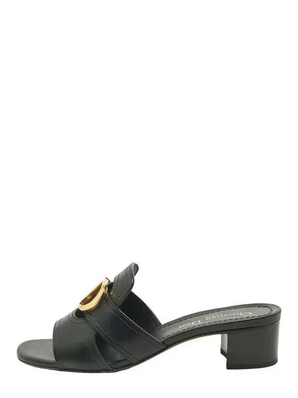 Dior 30 Montaigne Emblem Leather Sandal - Black