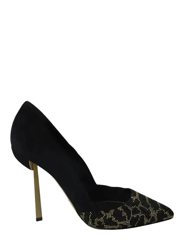 SERGIO ROSSI Animal-print Heeled Pumps - Black